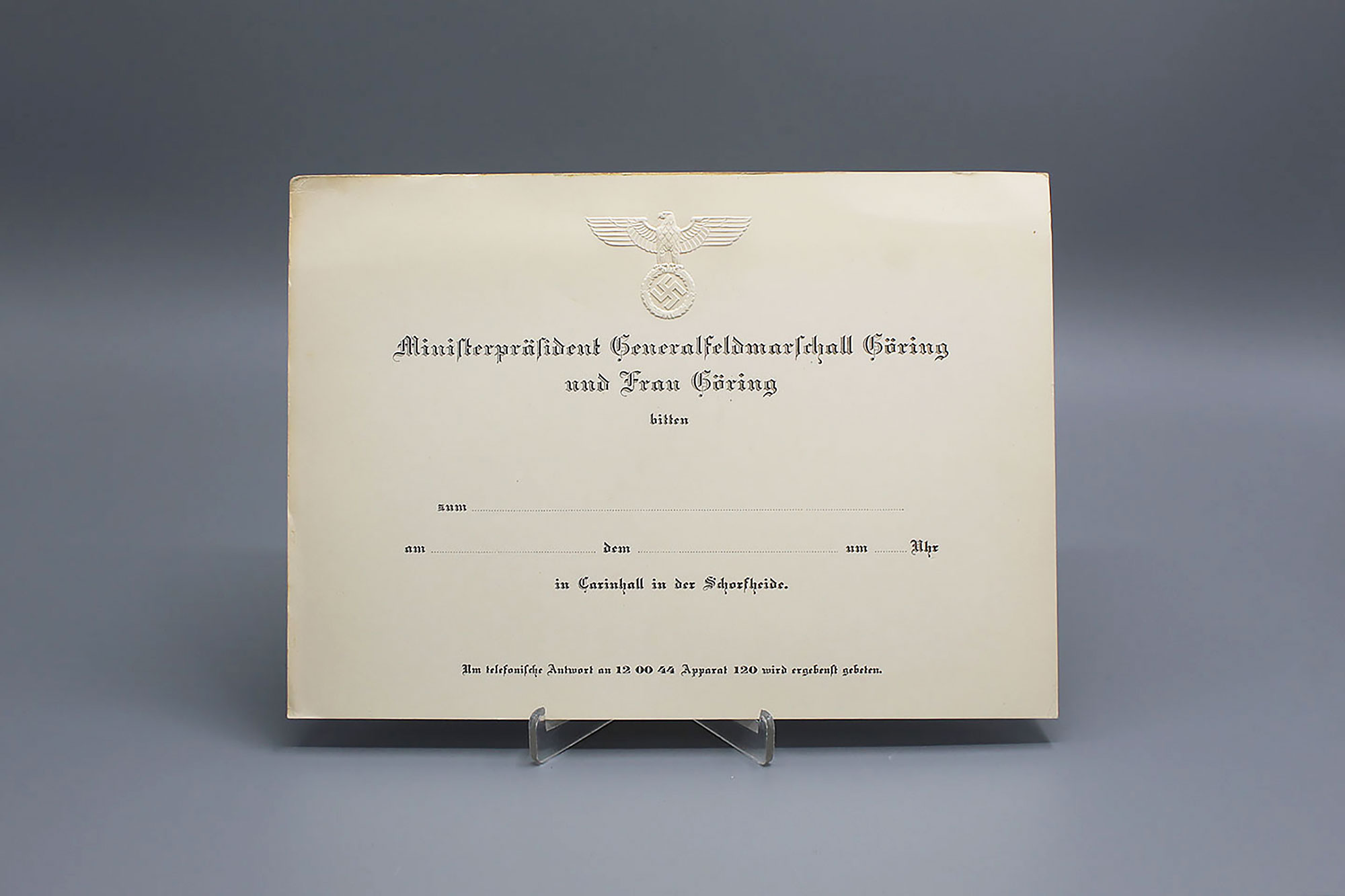WW2 German Hermann Goring Dinner Invitation Card . GD857 - Time ...