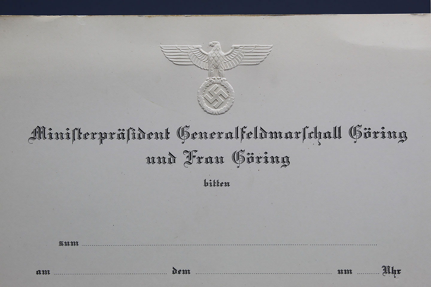 WW2 German Hermann Goring Dinner Invitation Card . GD857 - Time ...
