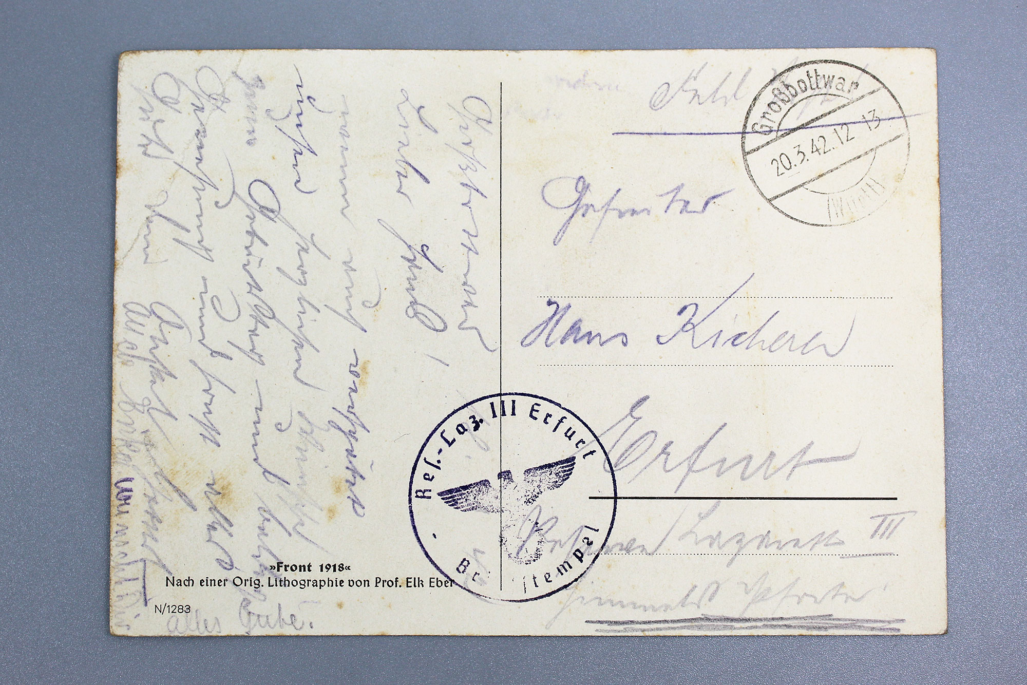 WW2 German "Front 1918" Postcard . GD586 - Time Traveler Militaria