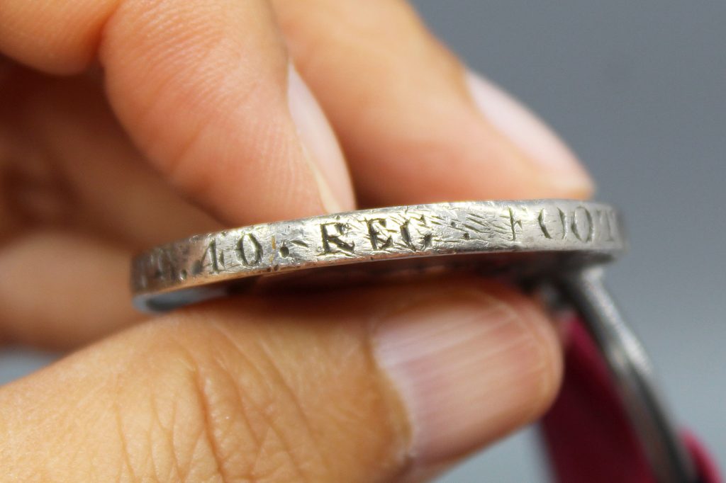 British Waterloo Medal - 40th Foot Rgt (Repaired Suspension) . BM491 ...