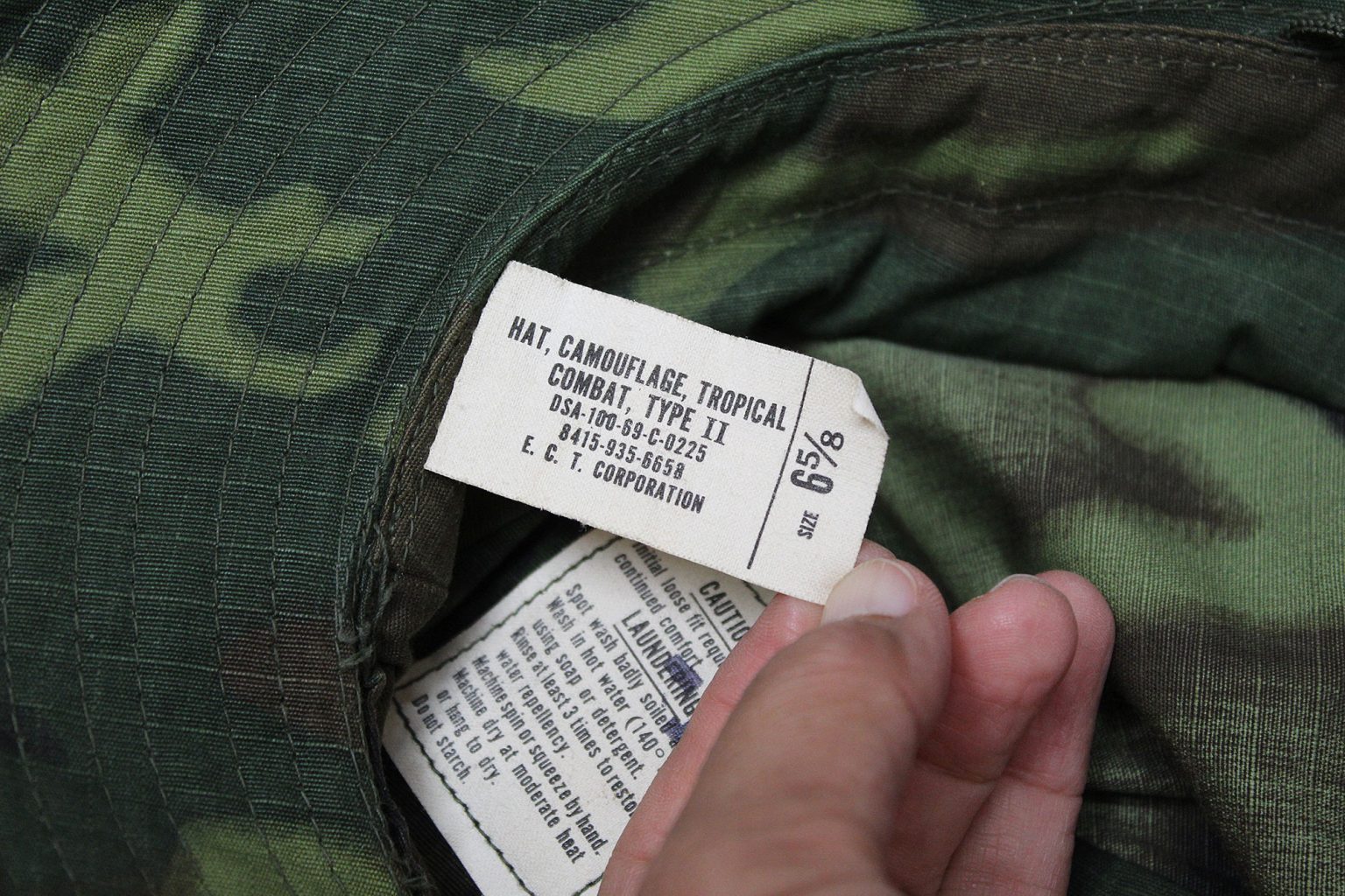 US Army Camo Tropical Combat Hat (Vietnam) - Size 6 5/8 . FLU794 - Time ...