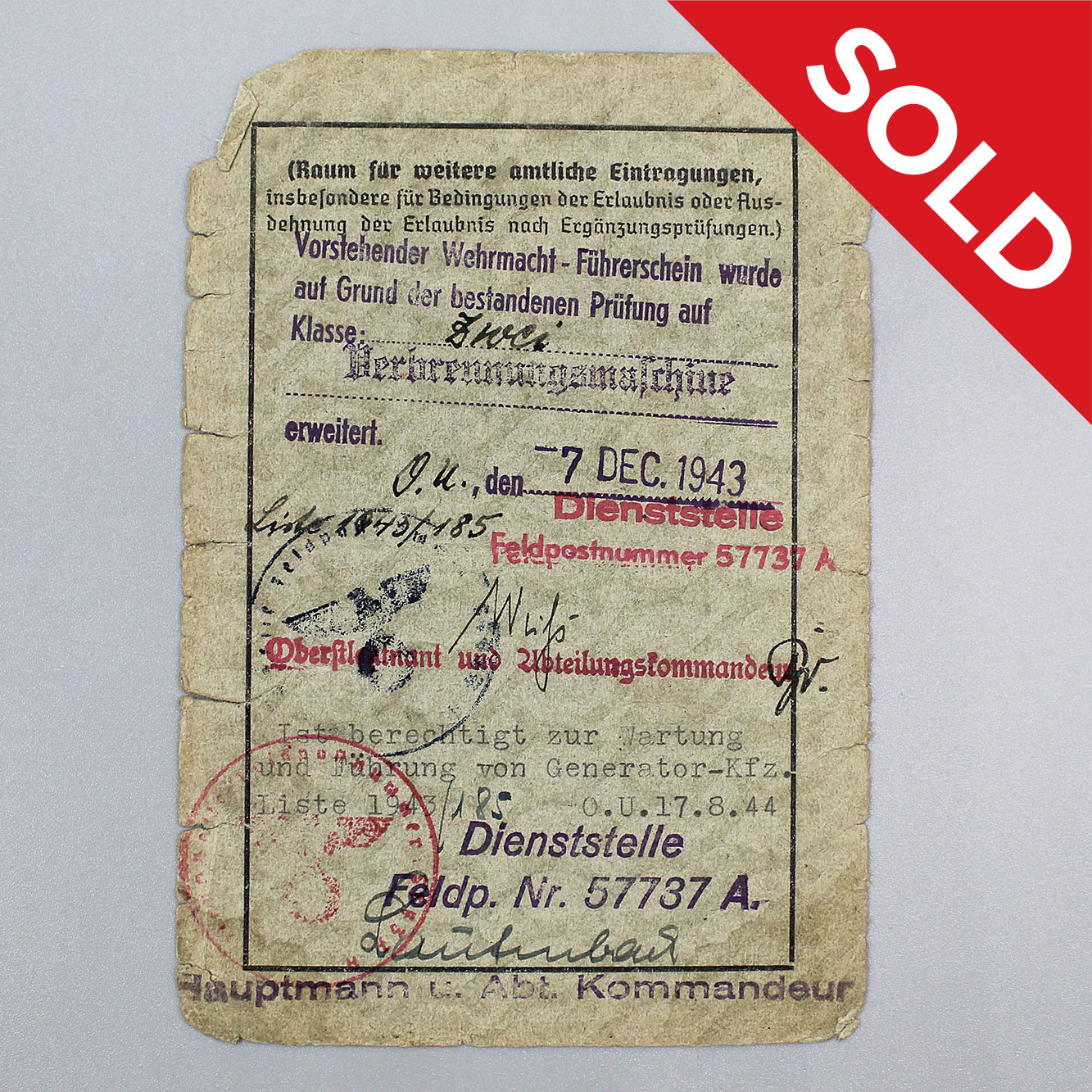 ww2 german 1938 docuemnt - Time Traveler Militaria