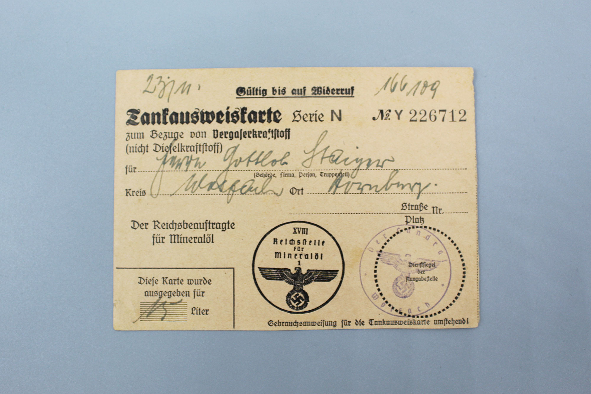 WW2 German Ration Card . GD271 - Time Traveler Militaria