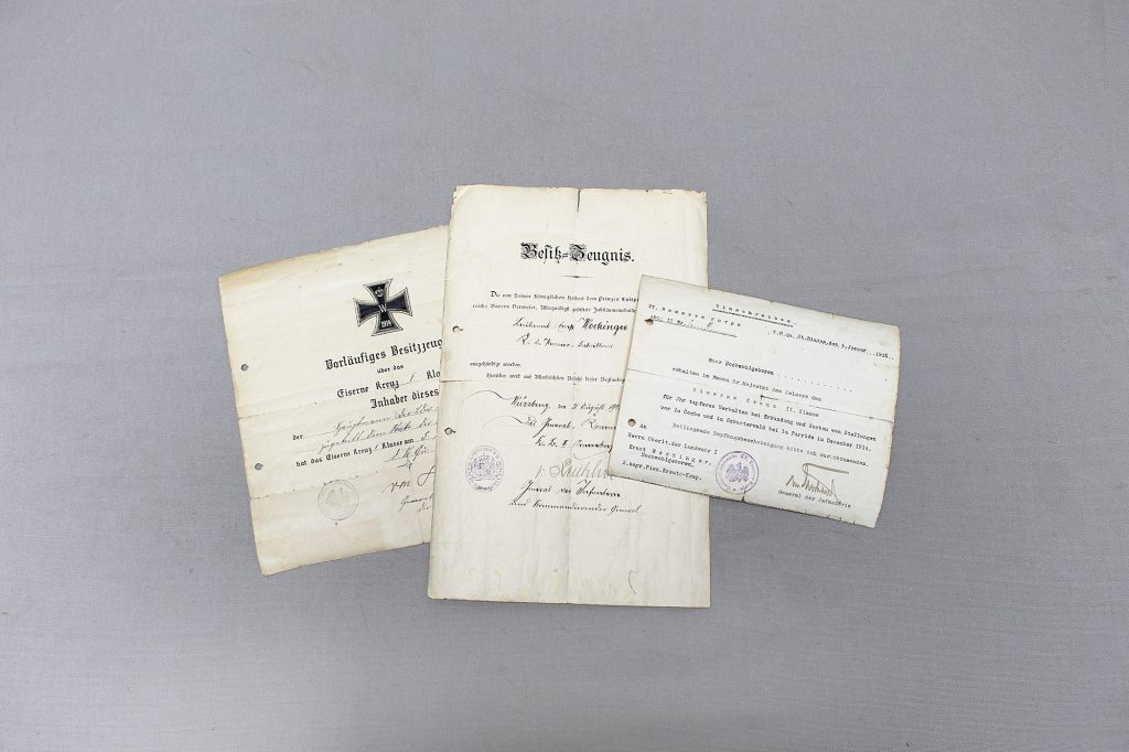 Imperial German Three Award Documents to a Soldier - Iron Cross 1st,2nd ...