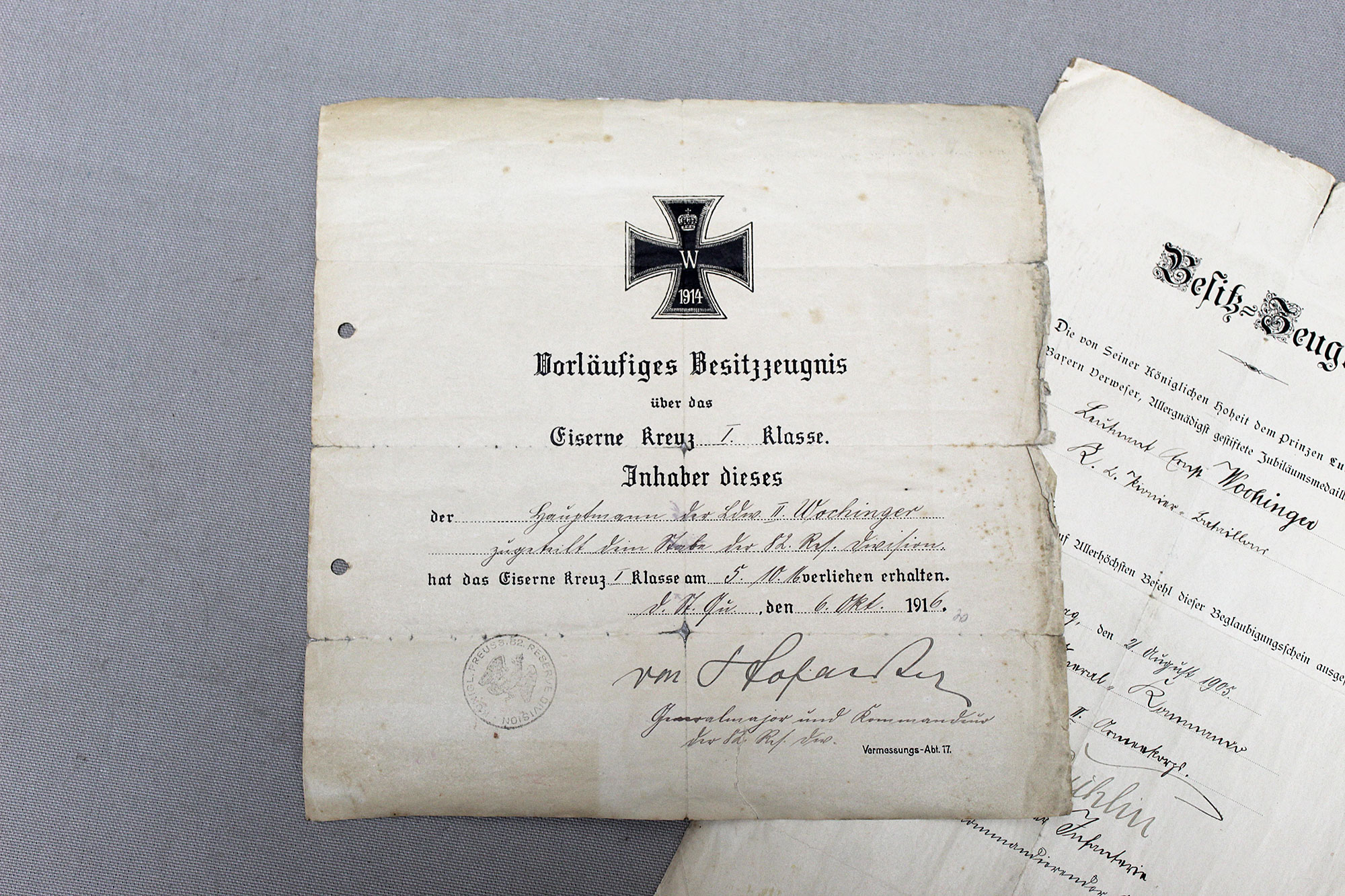 Imperial German Three Award Documents to a Soldier - Iron Cross 1st,2nd ...