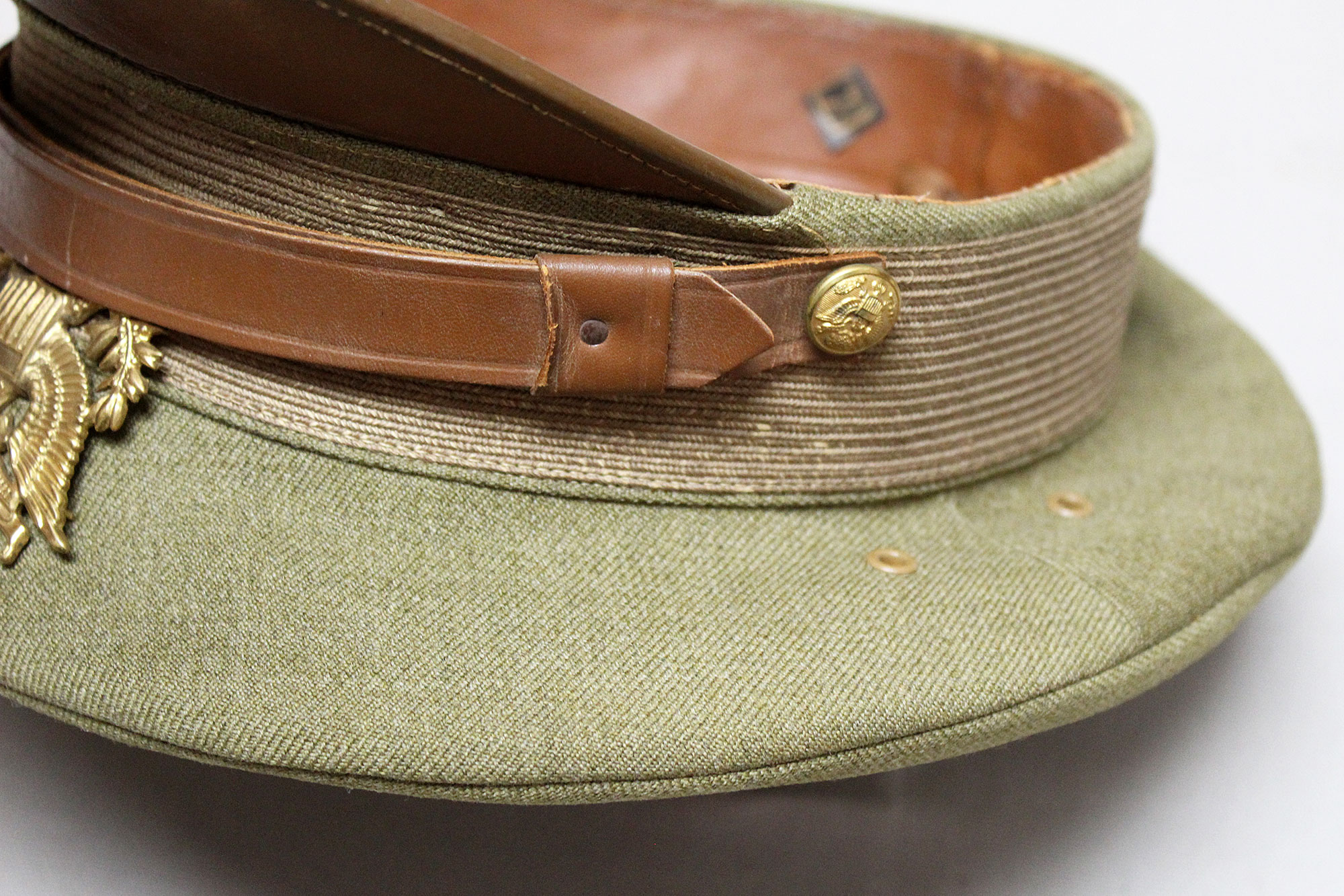 US Army Officer Visor Cap WW2 - 7 1/8 . HU410 - Time Traveler Militaria