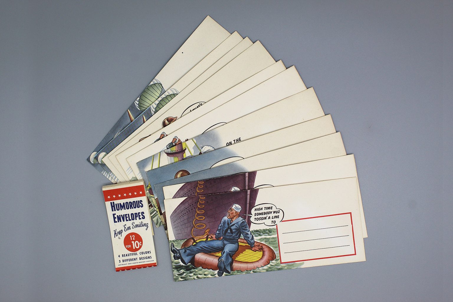 1943 Group of Military Humorous Envelope Set - 12 Envelopes . FLU3616 ...