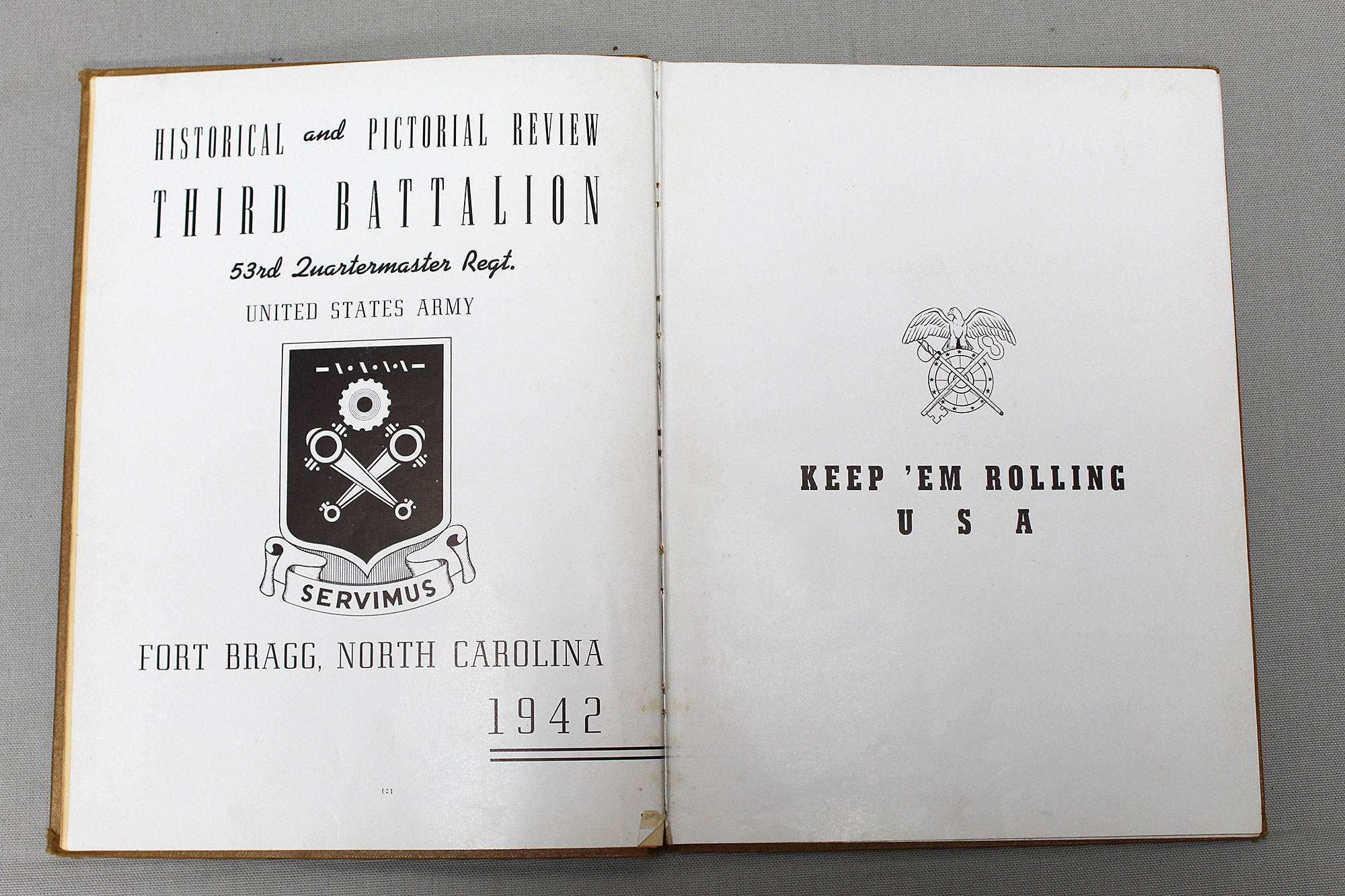 US Third Battalion 53rd QM Regt Book Fort Bragg 1942 . FLU791 - Time ...