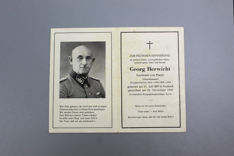 WW2 German Soldier Remembrance Card – Herwicht . GD397 - Time Traveler ...