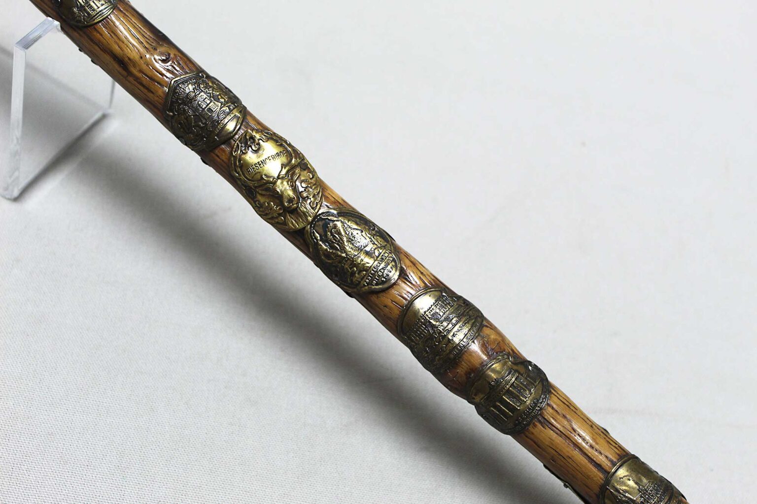 German Vintage Hiking Cane with Badges . EFL4695 - Time Traveler Militaria