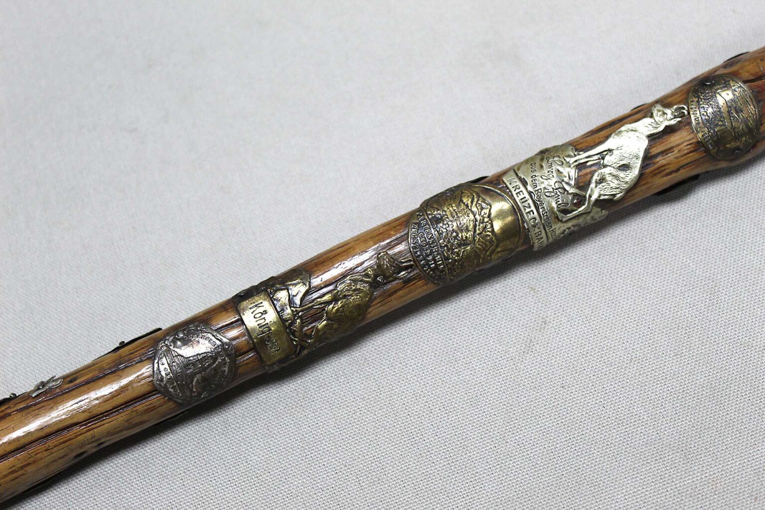 German Vintage Hiking Cane with Badges . EFL4695 - Time Traveler Militaria