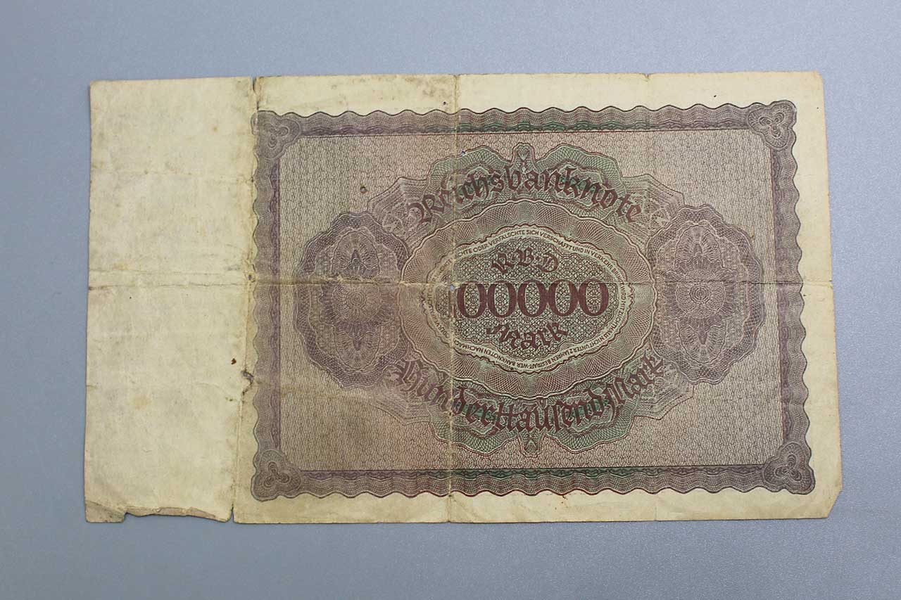 Imperial German 100000 Reichsbanknote 1923 . COIN490 - Time Traveler ...
