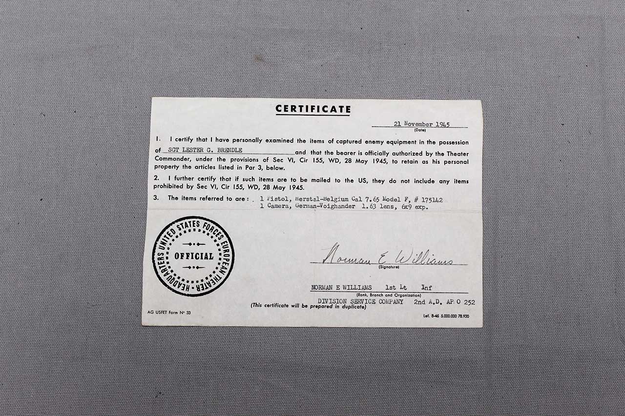 US Military War Trophies Certificate 1945 . FLU4870 - Time Traveler ...