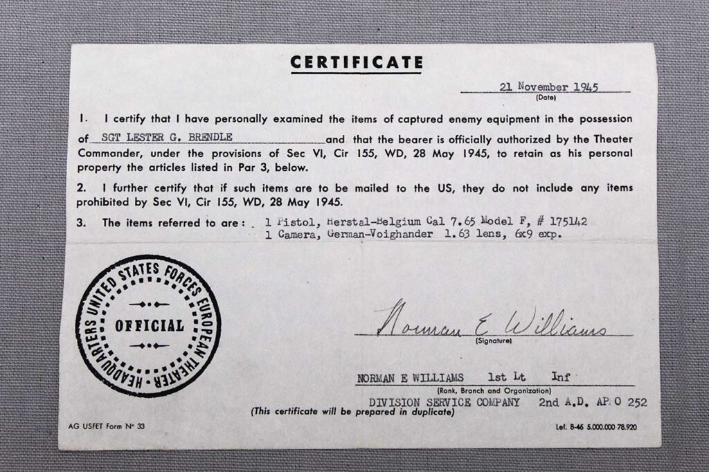 US Military War Trophies Certificate 1945 . FLU4870 - Time Traveler ...