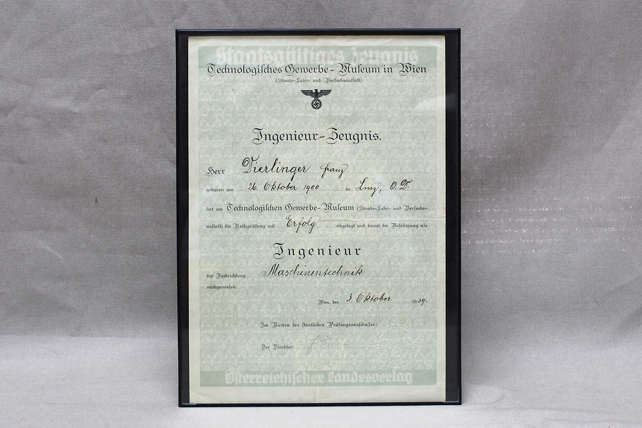 WW2 German Framed Document 1939 . GD1036 - Time Traveler Militaria
